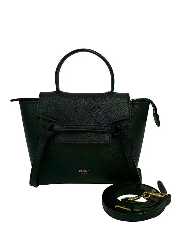 Celine 2010-2020 Pico Grained Calfskin Belt Bag Satchel - Black