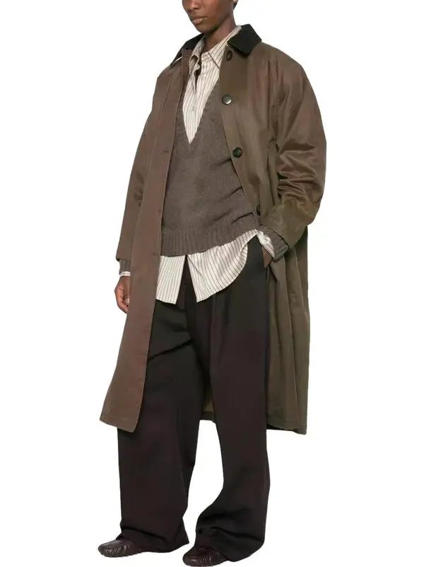 ALYSI Corduroy-collar Single-breasted Coat - Brown