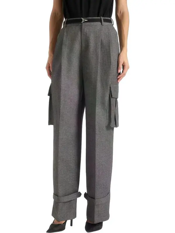 Manière De Voir Tailored Wide-leg Pleated Cargo Pants - Grey