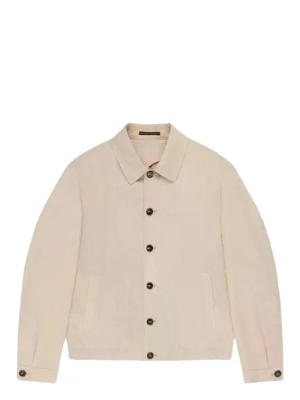 SLOWEAR Sloewear Button-up Jacket With Classic Collar And Textured Finish - Neutrals