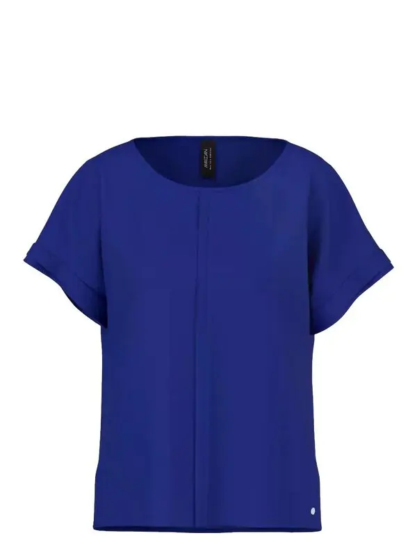 MARCCAIN Pleated Detail Short Sleeve Blouse - Blue
