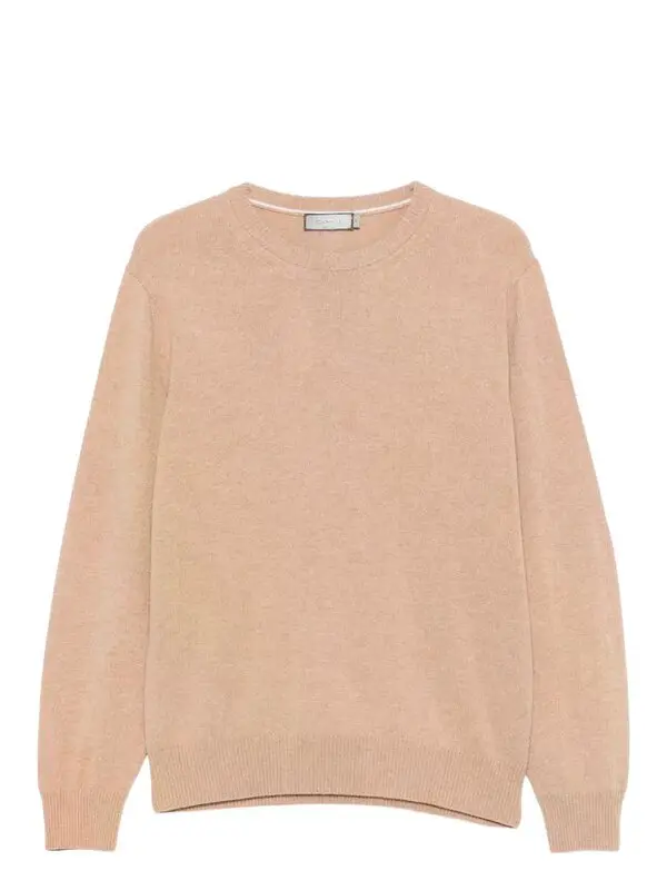 Canali Crew Neck Sweater With Ribbed Trim - Neutrals