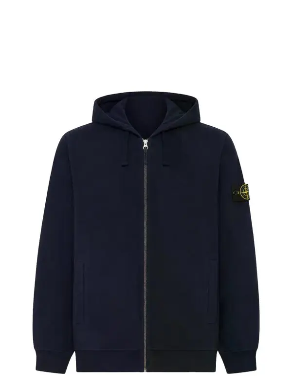 Stone Island Compass-patch Zip-up Hoodie - Blue