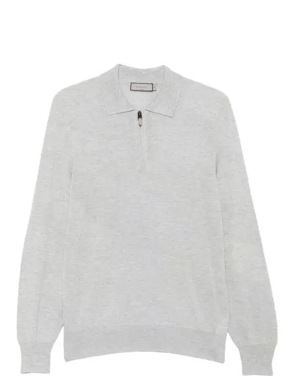 Canali Quarter-zip Knitted Polo Shirt - Grey