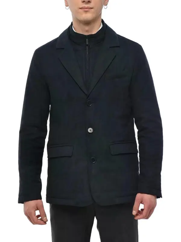 Corneliani Quilted Jacket With Notched Lapels - Blue