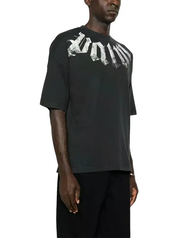 Palm Angels Big Neck Logo Printed T-shirt - Black