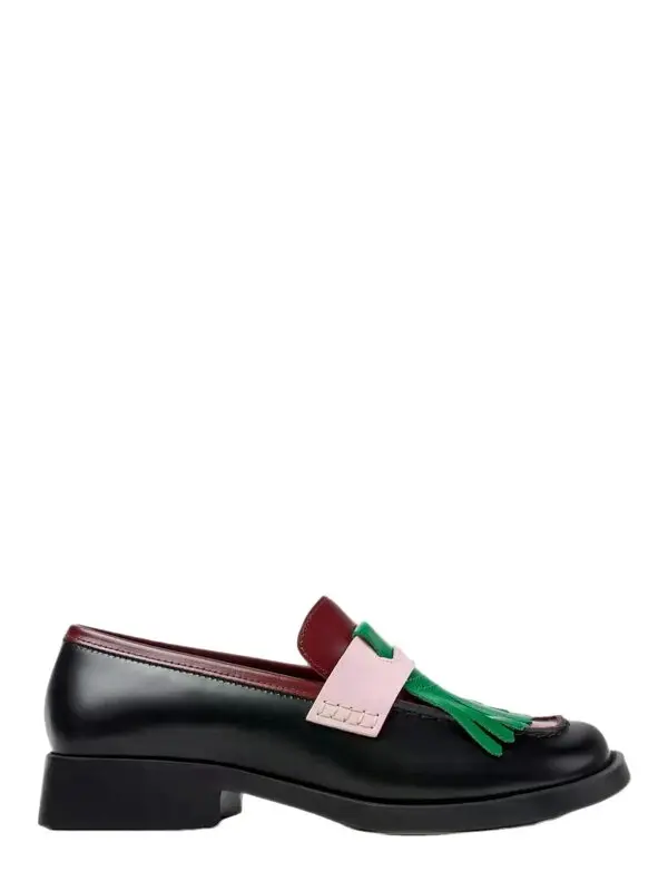 Camper Twins Fringed Leather Loafers - Black