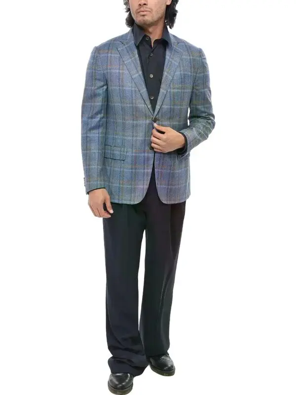 Corneliani Checked Single-breasted Blazer - Blue
