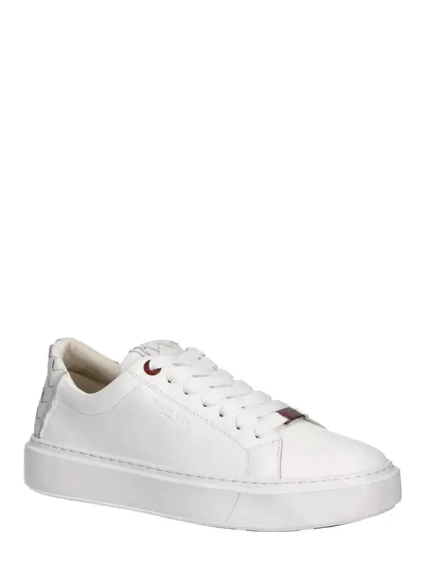 ALEXANDER SMITH Woven Detail Leather Sneakers - White