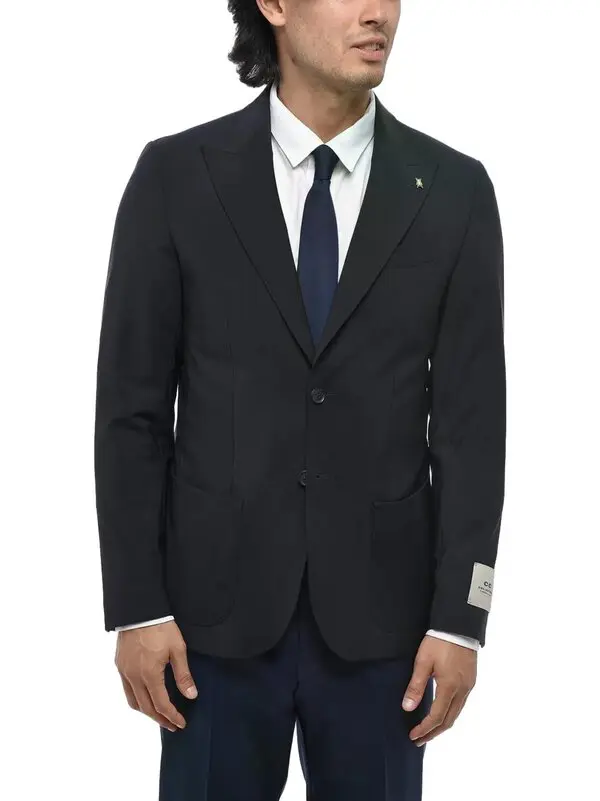 Corneliani Logo-patch Single-breasted Blazer - Blue