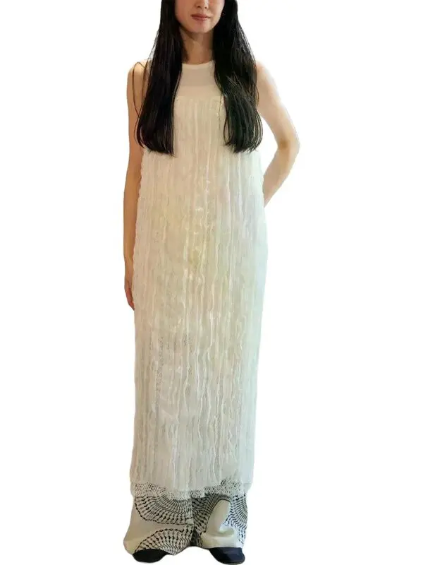 MULLER OF YOSHIOKUBO Midi Cami Ruffled Lace-trim Dress - Neutrals