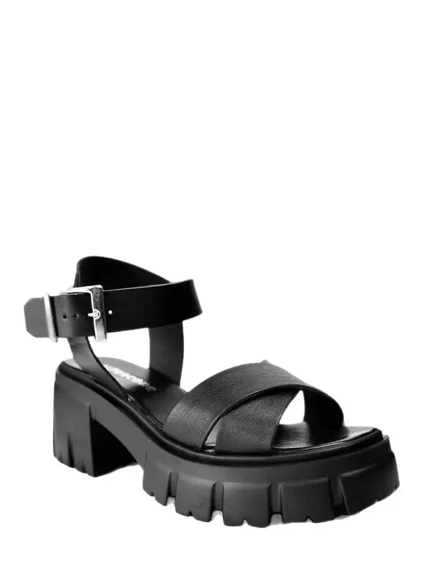 ALTERCORE Sophia Crossover-strap Buckled Sandals - Black