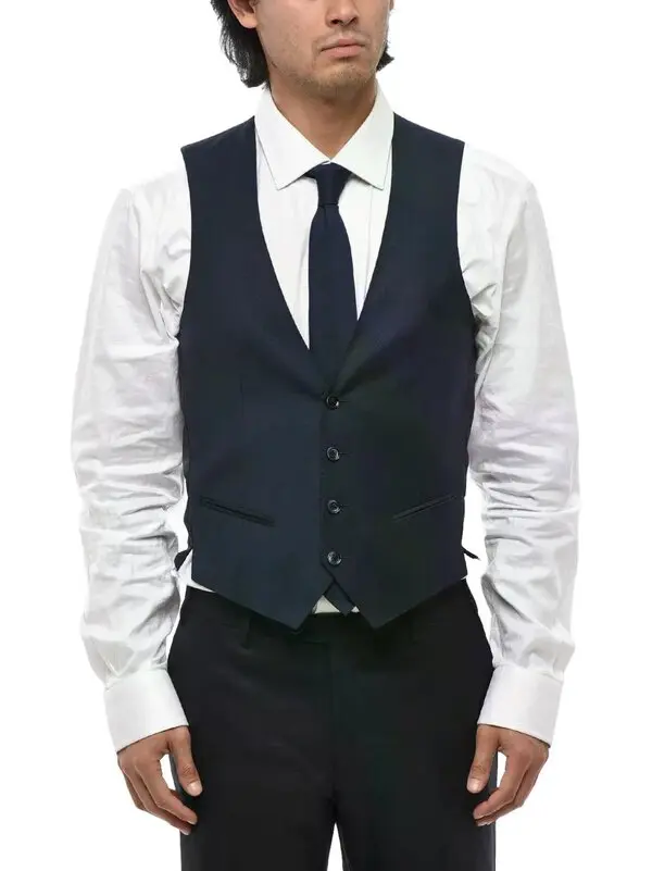 Corneliani Jacquard Virgin Wool Waistcoat - Blue