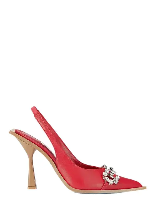 GOD SAVE QUEENS Crystal-embellished Slingback Pumps - Red