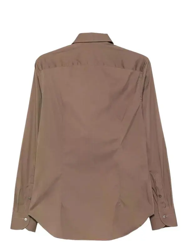 Canali Spread-collar Long-sleeve Shirt - Brown