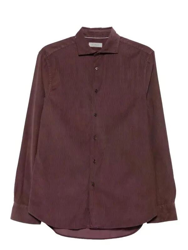 Canali Corduroy Long-sleeve Shirt - Red