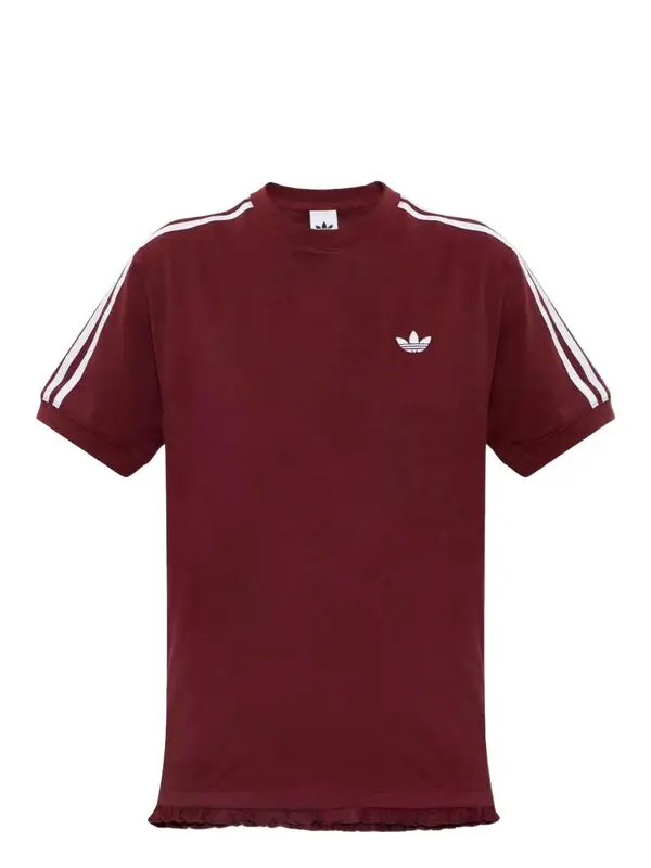 Adidas Ruffle-trim Logo-embroidered T-shirt - Red