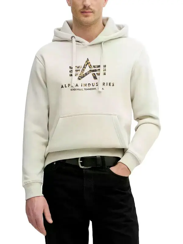 Alpha Industries Logo-print Drawstring Hoodie - Neutrals