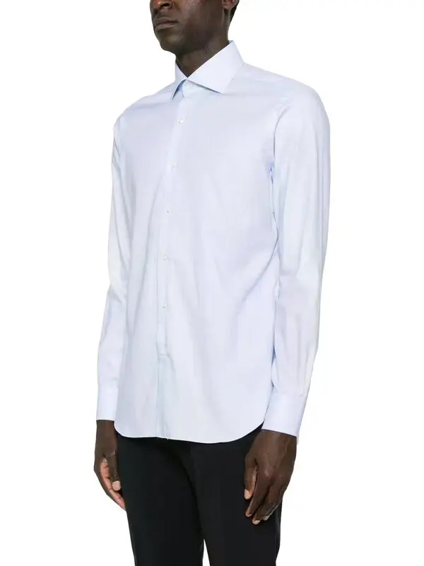 BARBA NAPOLI Spread-collar Long-sleeve Shirt - Blue