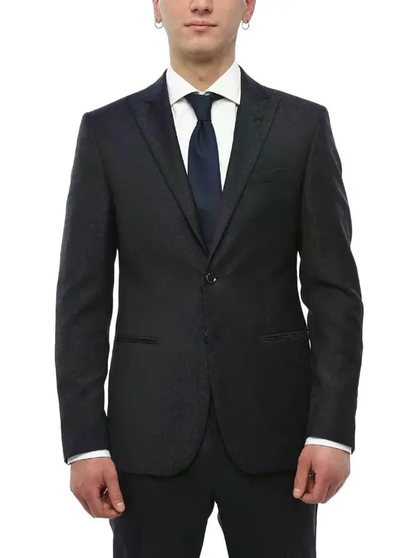 Corneliani Damask-pattern Peak-lapel Blazer - Blue