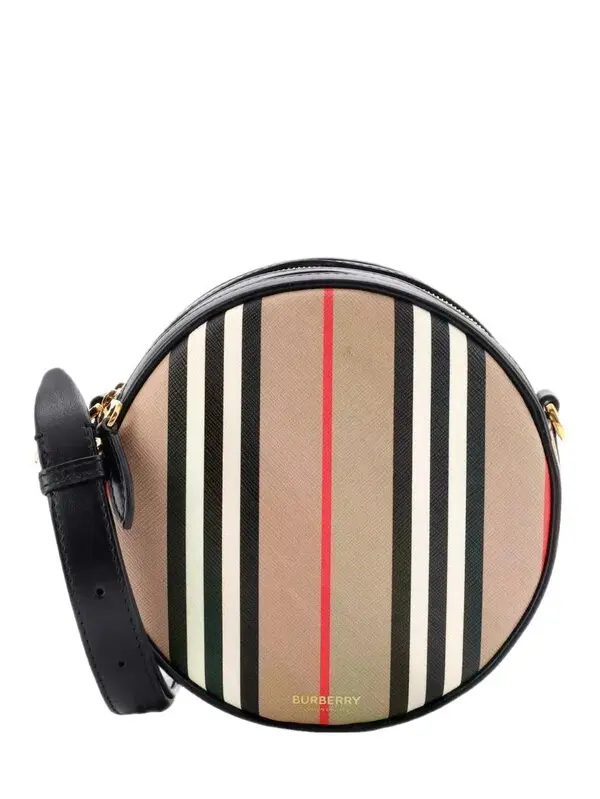 Burberry Icon Stripe E-canvas Round Bag - Brown