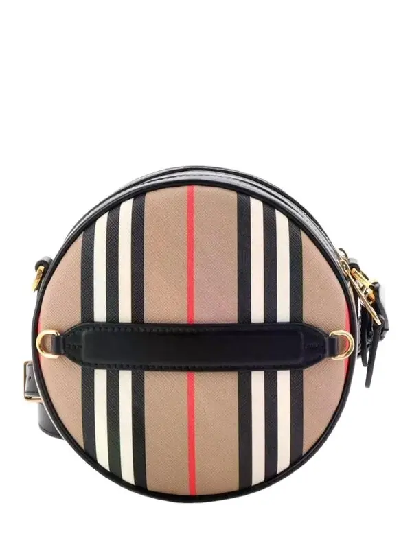 Burberry Icon Stripe E-canvas Round Bag - Brown