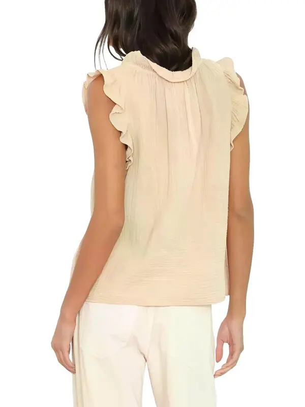 Xirena Ruffled Sleeveless V-neck Top - Neutrals