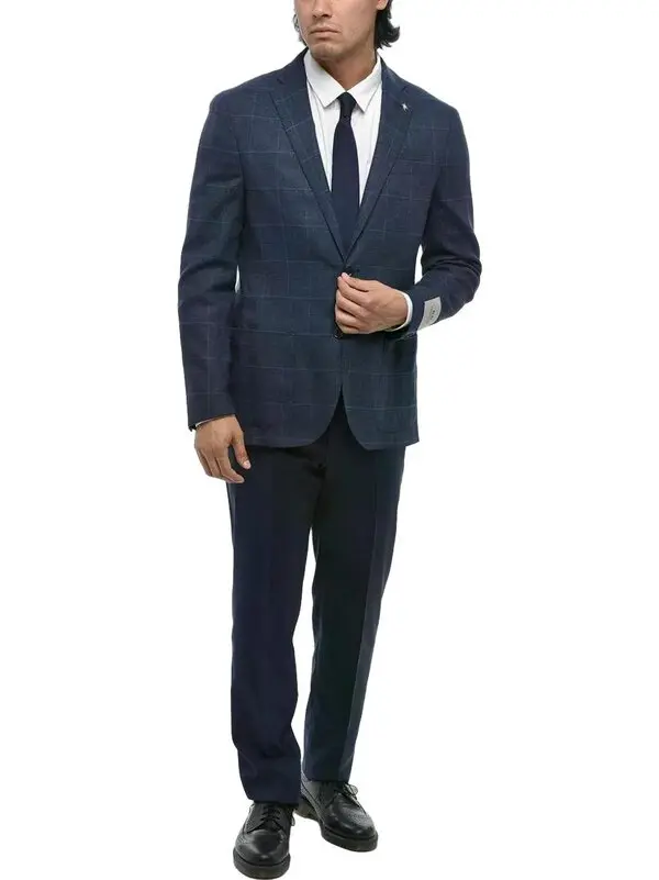 Corneliani Checked Single-breasted Blazer - Blue
