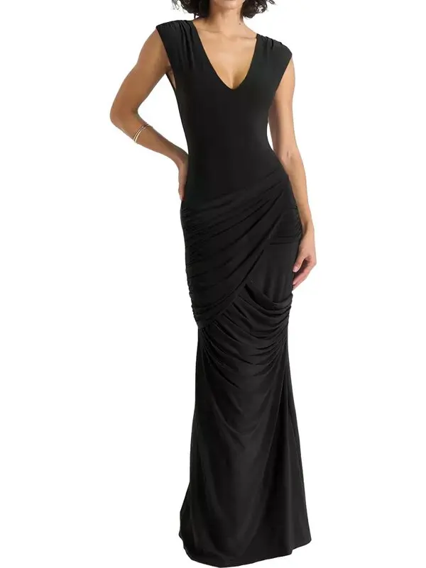Manière De Voir Bridget Ruched Maxi Dress - Black