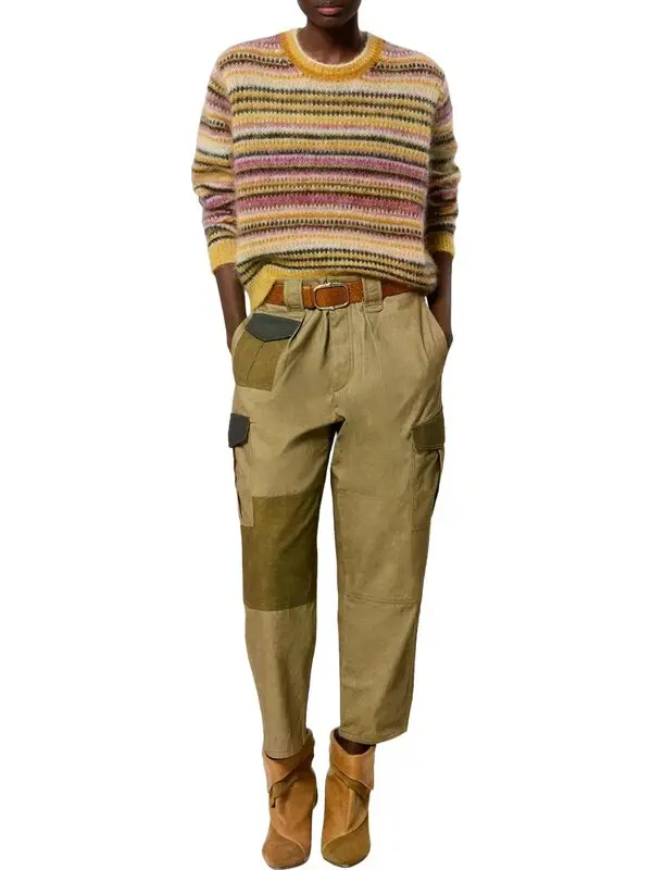 MARANT ETOILE Morine Striped Brushed-knit Jumper - Yellow