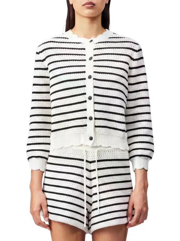 DRYKORN Striped Scalloped-edge Cardigan - Neutrals