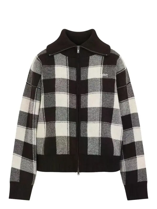GOLDEN GOOSE Check-pattern Zip-up Cardigan - Brown
