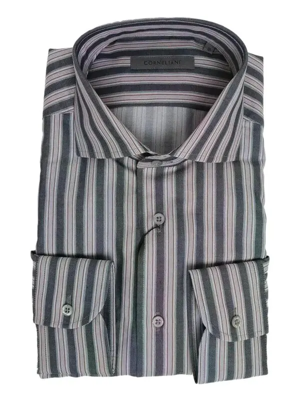 Corneliani Striped French-collar Shirt - Grey