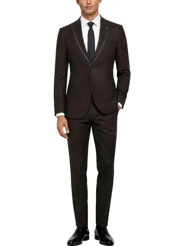LUIGI BIANCHI MANTOVA Contrast-trim Notch-lapel Suit - Brown