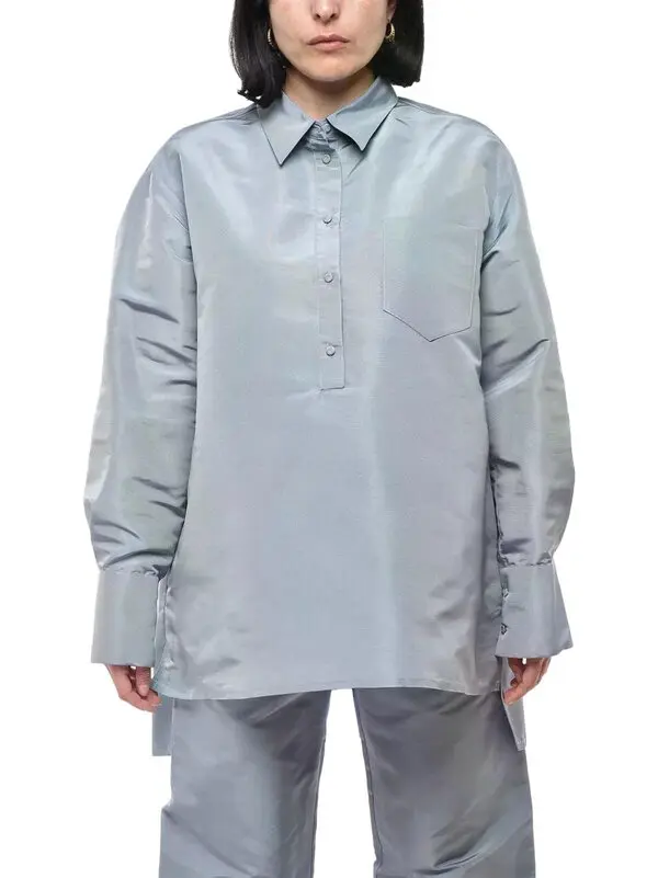 SUPER BLOND Oversized Silk-organza Blouse - Blue