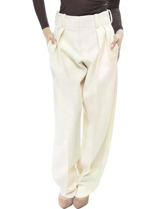 SUPER BLOND Pleated High-rise Trousers - Neutrals