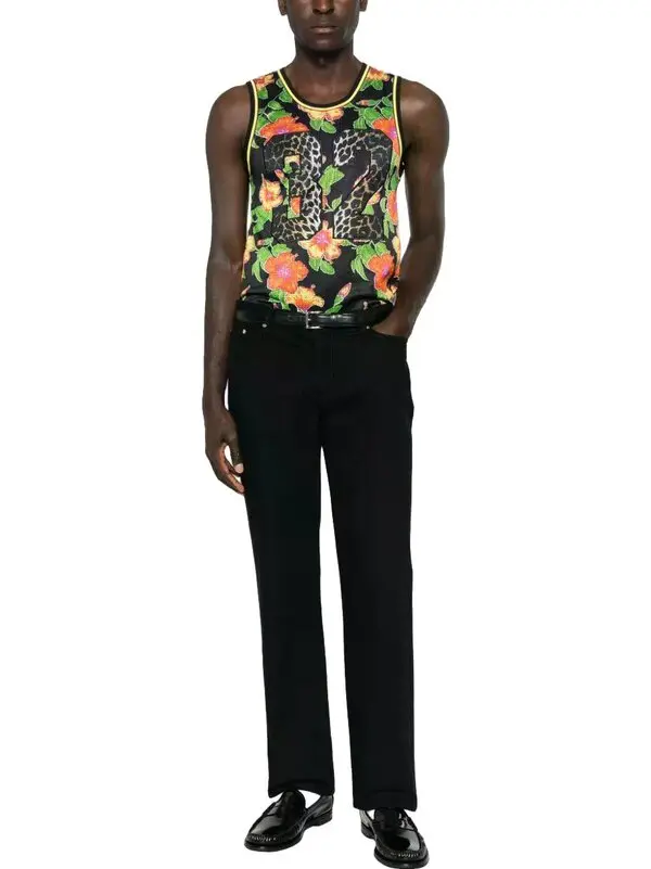 Jeremy Scott X Adidas Floral-print Sleeveless Tank Top - Black