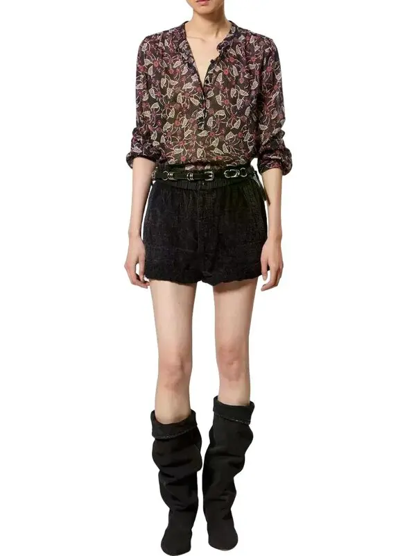 Isabel Marant Étoile Printed Cotton Voile Blouse - Black