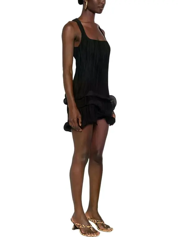 Cult Gaia Plissé-effect Ruffled Mini Dress - Black