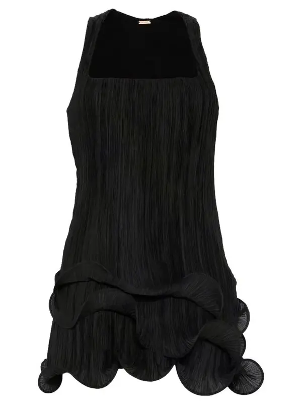 Cult Gaia Plissé-effect Ruffled Mini Dress - Black