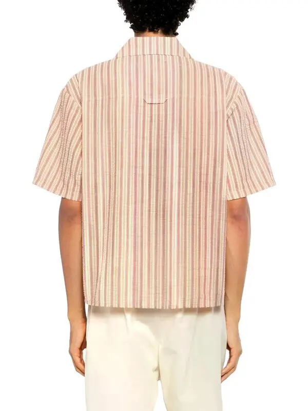 YOUNG N SANG Striped Short-sleeve Shirt - Neutrals