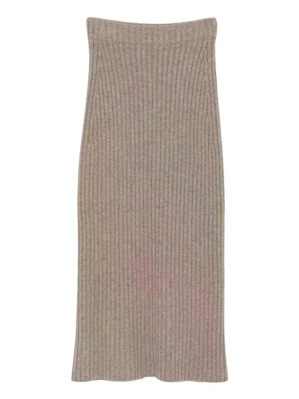 Eric Bompard Ribbed Cashmere Maxi Skirt - Neutrals