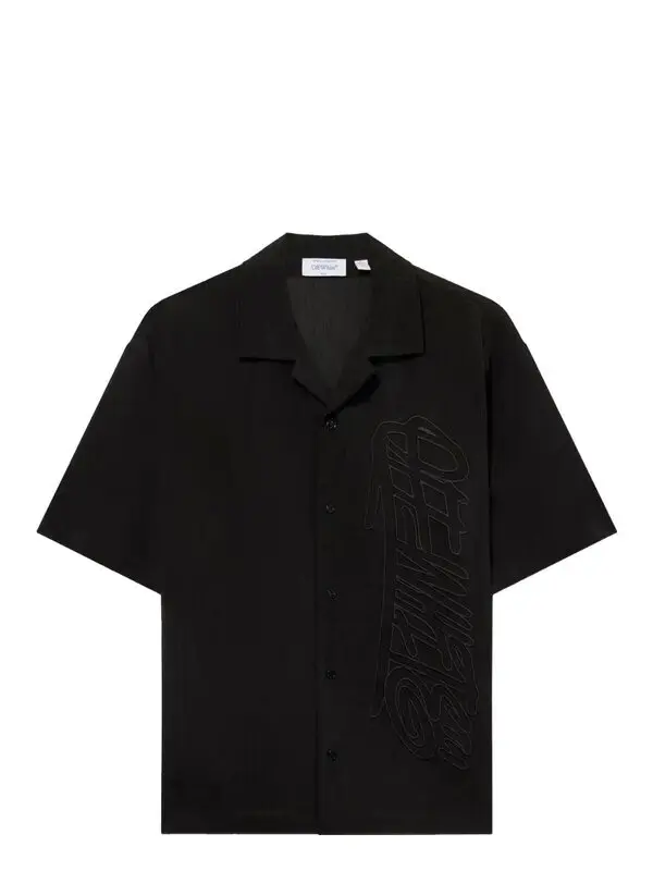 Off-White Handstyle Logo Organza Bowling Shirt - Black