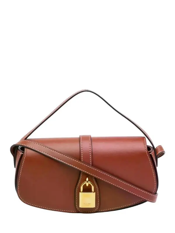 Celine Smooth Calfskin Tabou Clutch On Strap Satchel - Brown