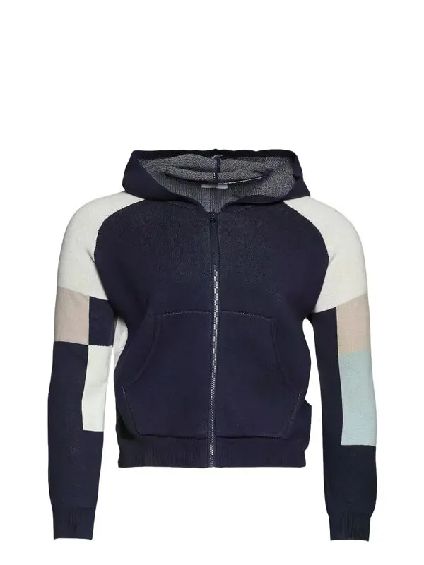 PRAYING Colour-block Knit Full Zip Hoodie - Blue