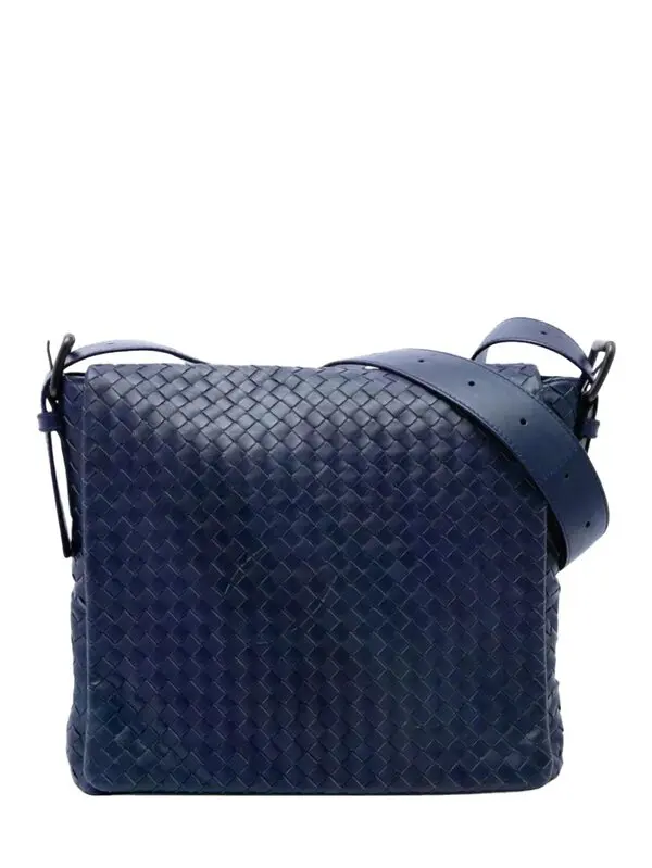 Bottega Veneta 2011 Nappa Intrecciato Flap Crossbody Bag - Blue