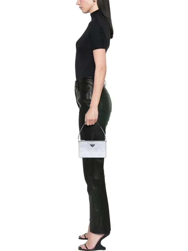 Prada Mini Metallic Spazzolato Tria Shoulder Bag - Silver