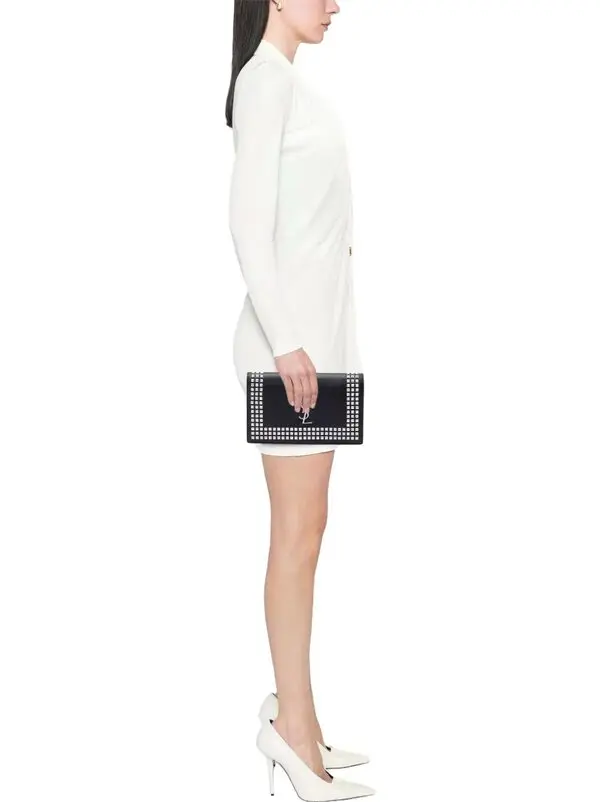 Saint Laurent Studded Leather Monogram Clutch Bag - Black