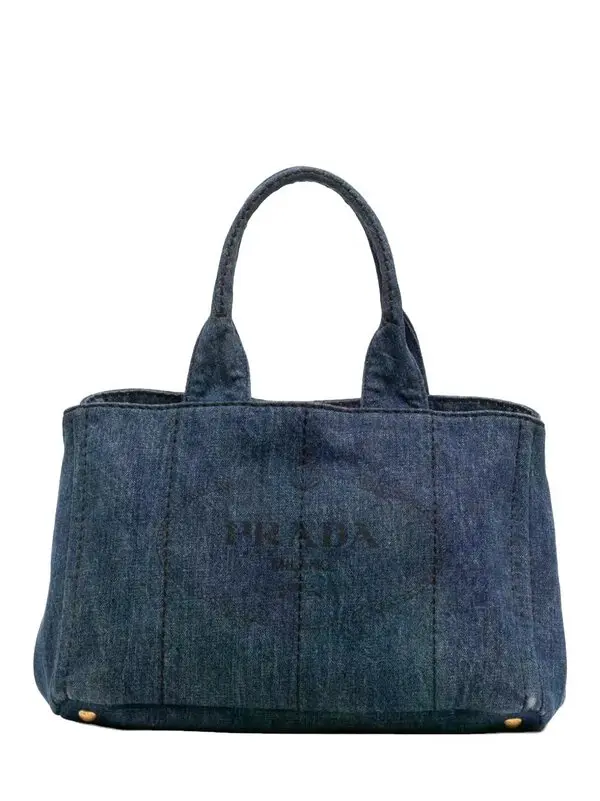 Prada Denim Tote Satchel - Blue