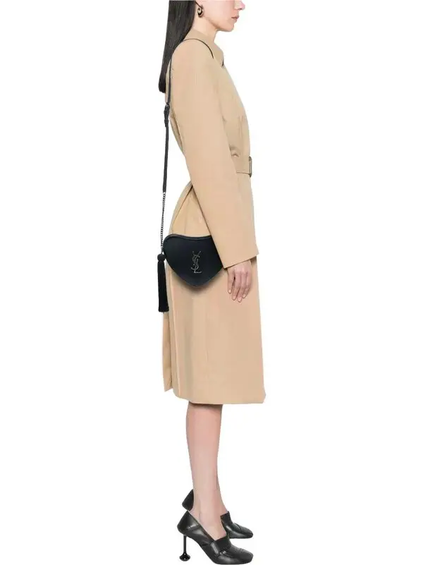 Saint Laurent Leather Heart Tassel Crossbody Bag - Black